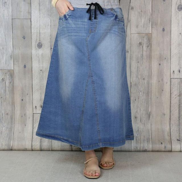 ジャングルジャロピー（JUNGLE JALOPY）/ウエストリブ デニムロングスカート