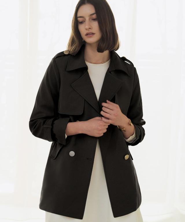 【NEW】フロリア（Flolia）/トレンチコート ミドル丈 ハーフコート 金ボタン 秋 冬