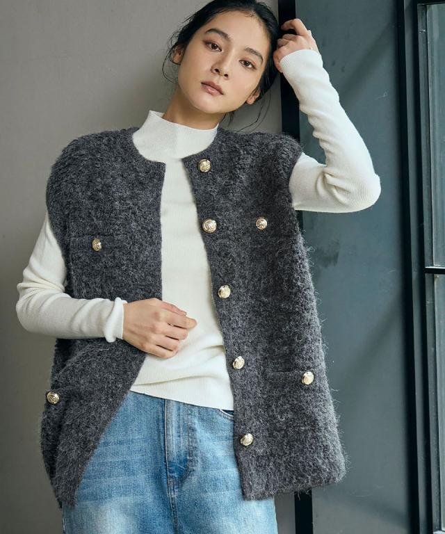 エルフランク（ELFRANK）/ループ編みニットジレ/ベスト