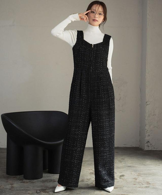 エルフランク（ELFRANK）/ツイード ベアサロペット オールインワン