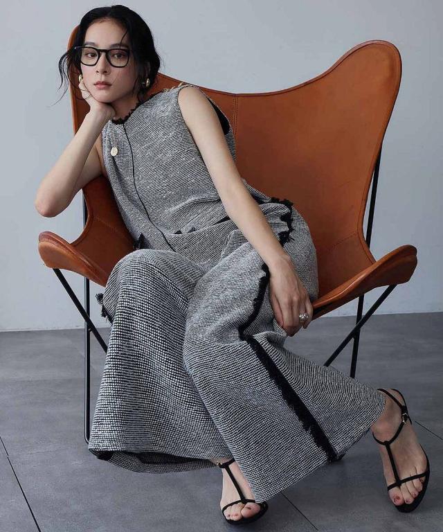 エルフランク（ELFRANK）/ツイード フリンジ オールインワン