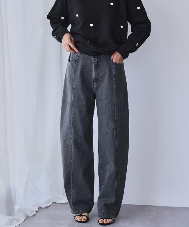 エルフランク（ELFRANK）/ハイウエスト カーブ デニムパンツ ジーンズ【洗える】