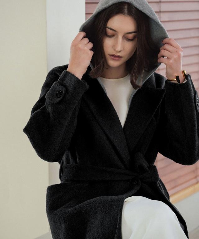 【NEW】エルフランク（ELFRANK）/【ウール70％】フード付き チェスターコート ロングコート ウールコート