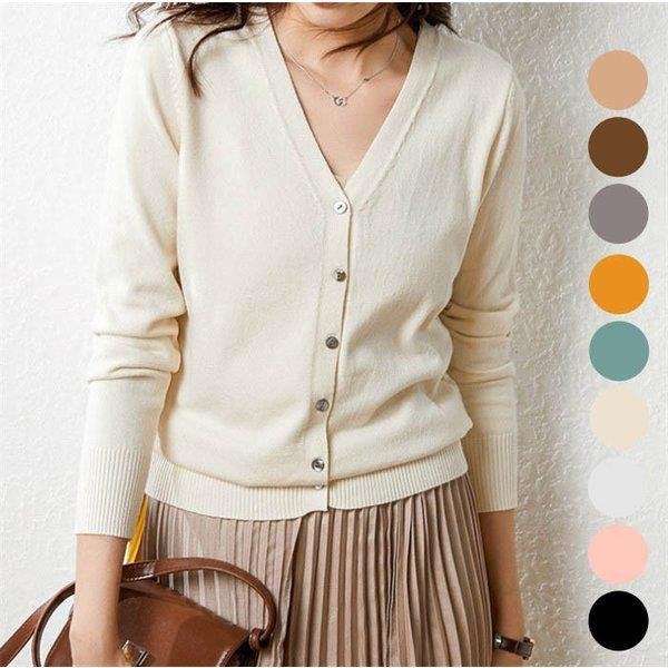 カーディガン 洗えるニットレディース ニット ニットソー 長袖 Vネック サマーニット 無地 はおり 大人 シンプル 大きいサイズ トップス 羽織 上品 9色