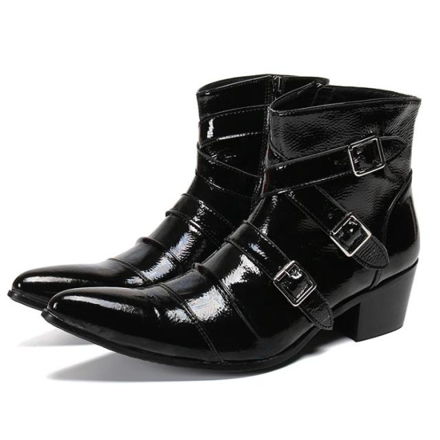 ステージ衣装 本革 ドレスブーツ 2種 渋谷系 ベルト ヒール ドレス