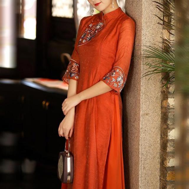 刺繍 チャイナドレス ワンピース 礼服 スーツワンピ ワンピーススーツ