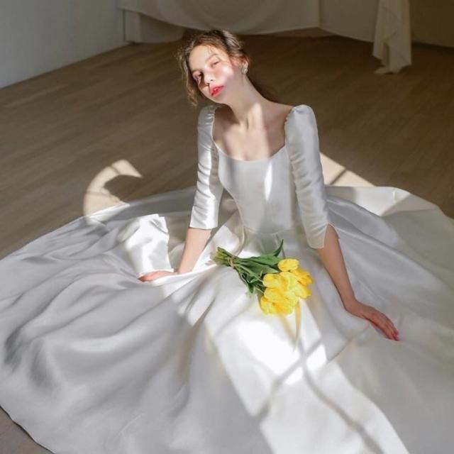 ウエディングドレス ウェディングドレス 袖あり 長袖 七分袖 ドレス A