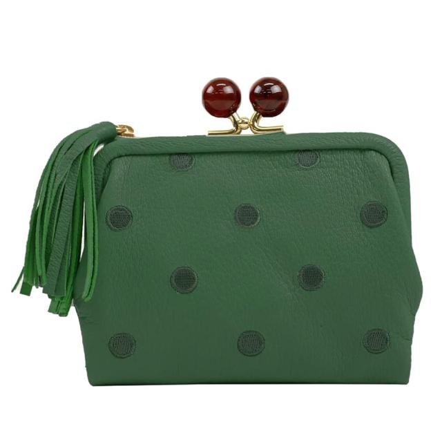 財布 レディース がま口財布 グリーン 緑 ペルケ Perche アンビリオン アクリル玉 本革 革 おしゃれ さいふ お財布 小銭入れ がま口