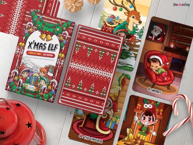 タロットカード Deckstiny 正規販売店 クリスマス エルフ タロット（レッド） 78pcs Xmas Elf Tarot : Red Edition 占い 数量限定の通販はau PAY ...