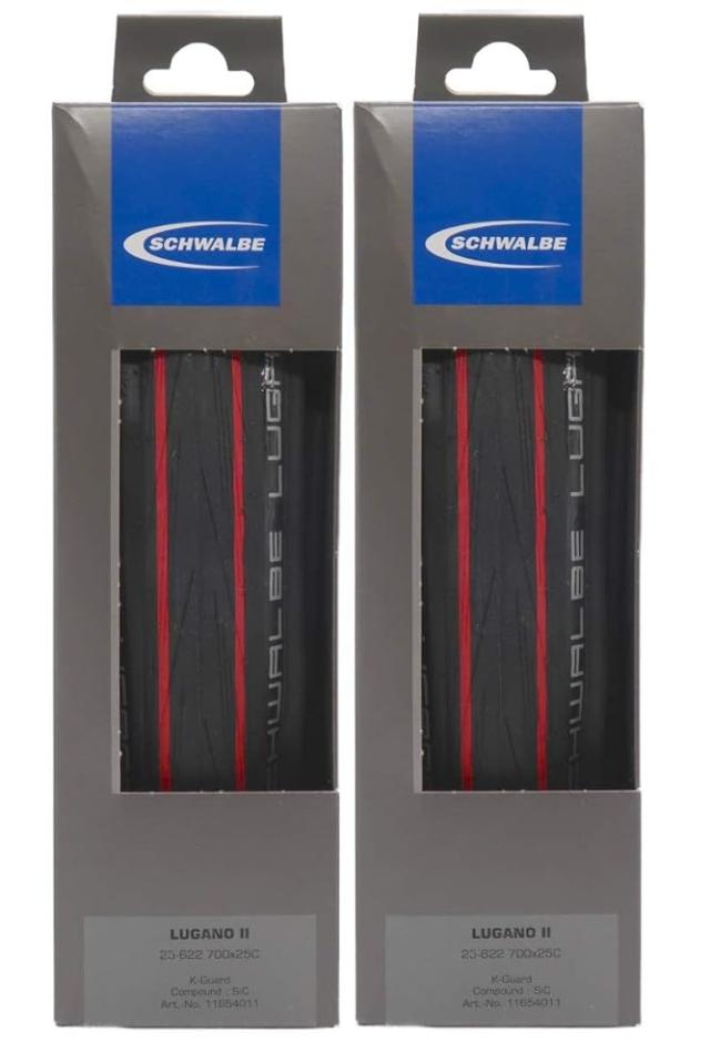 2本セット シュワルベ SCHWALBE ルガノ2 LUGANO II フォールディングタイヤ 700c (700x25c, レッドストライプ) [並行輸入品]
