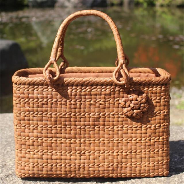 山葡萄 編み 籠 かご バッグ コンパクト 巾着 手作り 内ポケット付き 山葡萄 かごバッグ 網代編み やまぶどう 山ぶどう カゴバッグ 持ち手 おしゃれ バスケット メルカド レディース ハンドバッグ 着物 籠バッグ