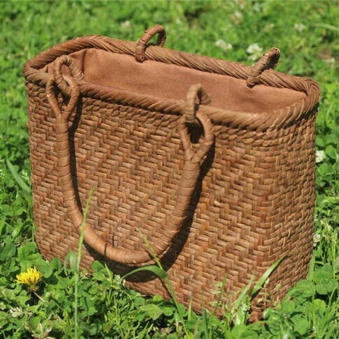 山葡萄 かごバッグ 網代編み やまぶどう 山ぶどう カゴバッグ メルカド レディース ハンドバッグ 着物 籠バッグ 蔓 バック かご 巾着 中布と内ポケット付き