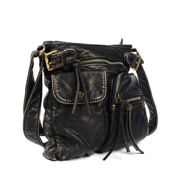 バイカー風 女性用 斜めがけバッグ ヴィンテージ 革製 プレゼントにも最適