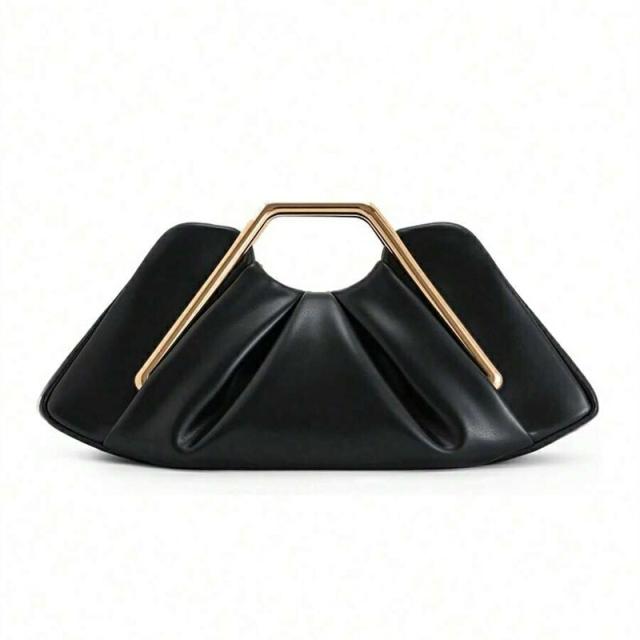 ワインレッド プリーツ クラウドバッグ PUレザー ジオメトリック メタル ハンドバッグ レディースファッション クラッチバッグ デート パーティー イブニングバッグ 披露宴 イブニングウェア ウェディング デート フェスティバル 日常使い