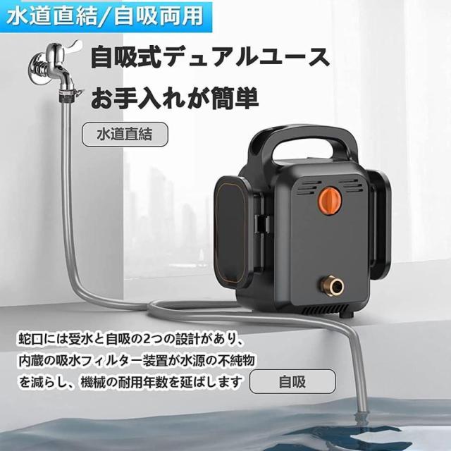 高圧洗浄機 2024 充電式 コードレス 8.0MPa 水道直結 自吸タイプ バッテリー併用 洗車 強力噴射 高水圧 業務用 家庭用 大掃除 掃除 消毒