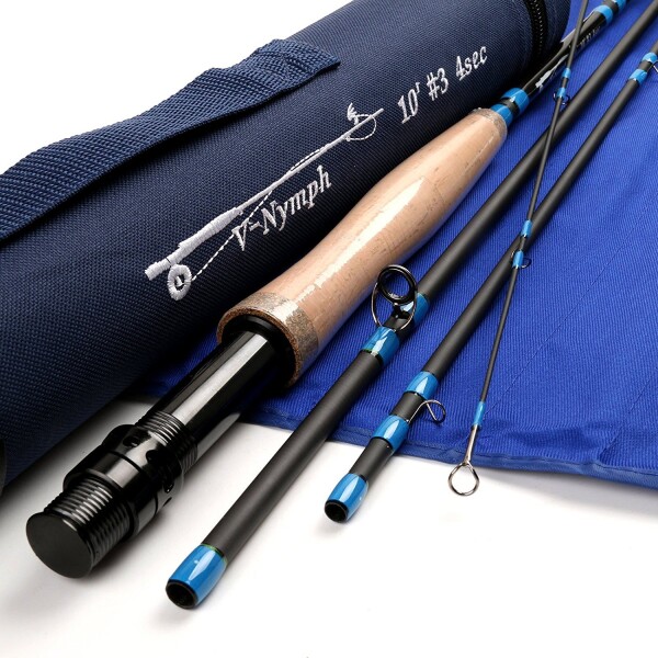 M MAXIMUMCATCH Maxcatch Nymphフライロッド4ピースIM10黒鉛フライフィッシングロッドチューブ持って (3weight 10ft 4Piece)