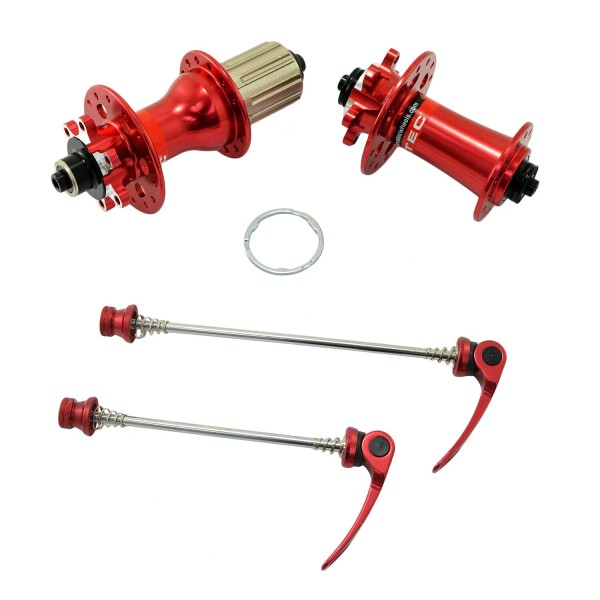 ハブ NOVATEC D791SB + D792SB MTB 28 Hole Disc Hubs w/Skewers,1 Pair, Red, NA2355
