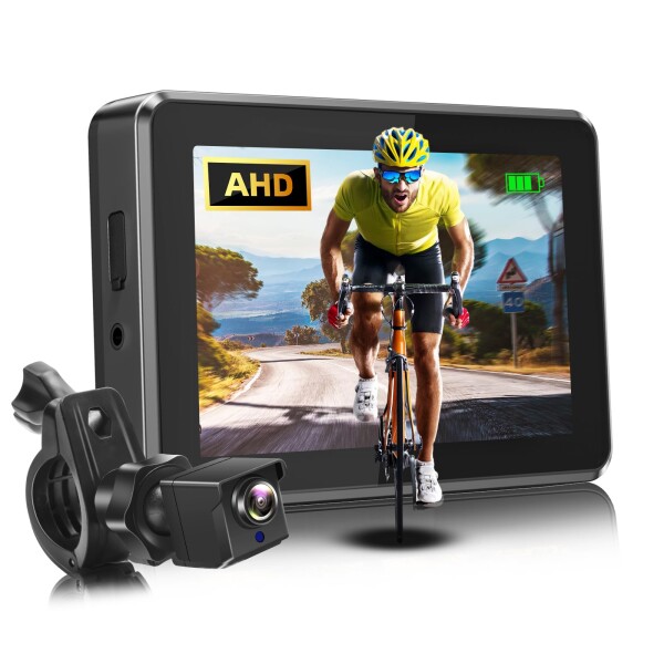 ATOVANKA 自転車 ミラー 4.3インチ自転車 バックミラー AHD高精細画質 110°水平画角IP68防水自転車カメラ 角度360°調節可能 Φ20-42MMハンドルに対応 取付簡単 初心者に対応 自転車バックカメラ