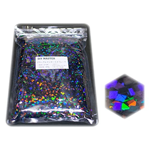 DIY MASTER ブラックレインボー ラメ フレーク スクウェア 3mm 500g