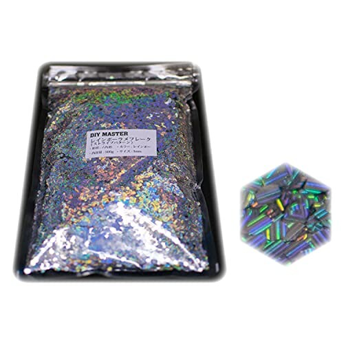 DIY MASTER レインボー ラメ フレーク ストライプパターン 3mm 500g
