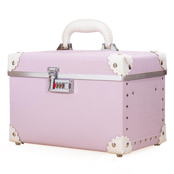 urecity ポータブルメイクアップトレインケース コスメティックオーガナイザーケース レザー収納ボックス コンビネーションロック付き