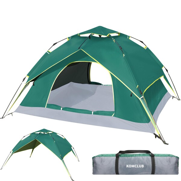 KOMCLUB テント ワンタッチ キャンプテント 3-4人用 2WAY ポップアップ式 簡単設営 二重層 uvカット サンシェードテント 軽量 防風 防水 通気性に優れ 収納袋付き お花見 防災 登山 アウトド