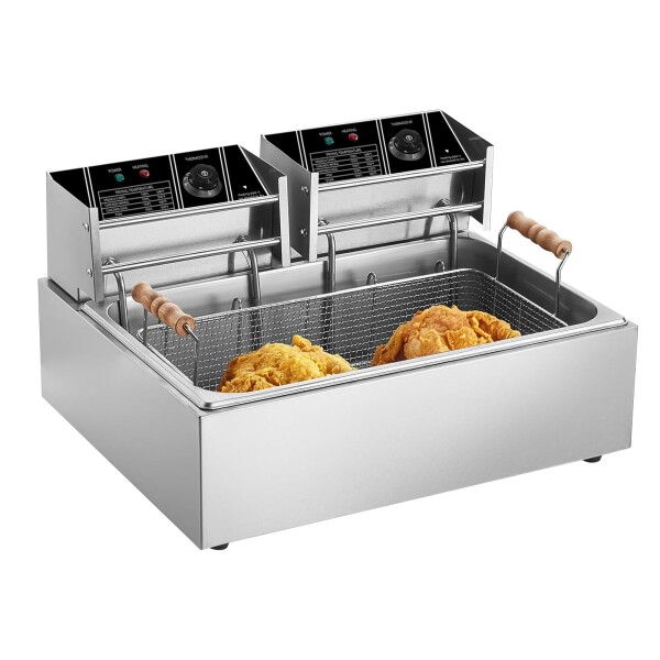 SEASAND 電気フライヤー 12L 揚げ物器 卓上フライヤー 温度調節 省エネ ミニフライヤー ステンレス鋼 業務用 家庭用