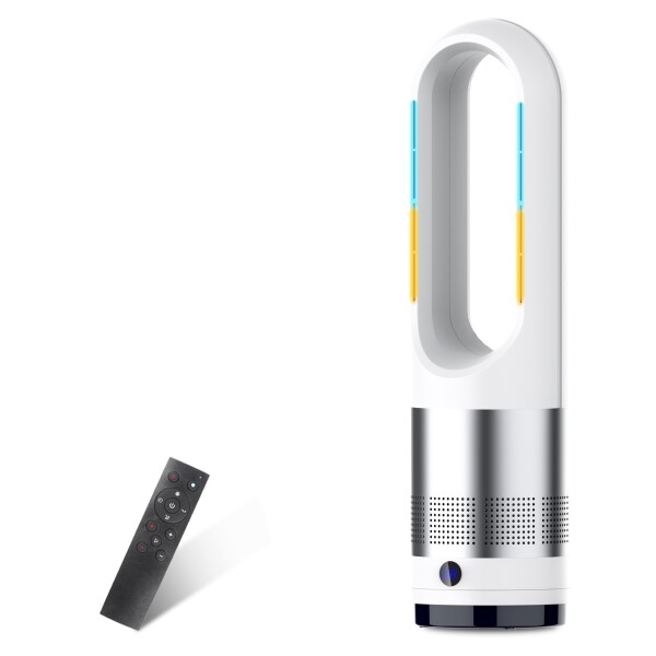 セラミックヒーター タワーファン スリム扇風機ヒーター 扇風機 3段階暖風・8段階冷風切り替え 100°左右首振り 1-9Hタイマー設定可 転倒自動OFF 過熱保護 リモコン付き 省エネ 軽量 持ち