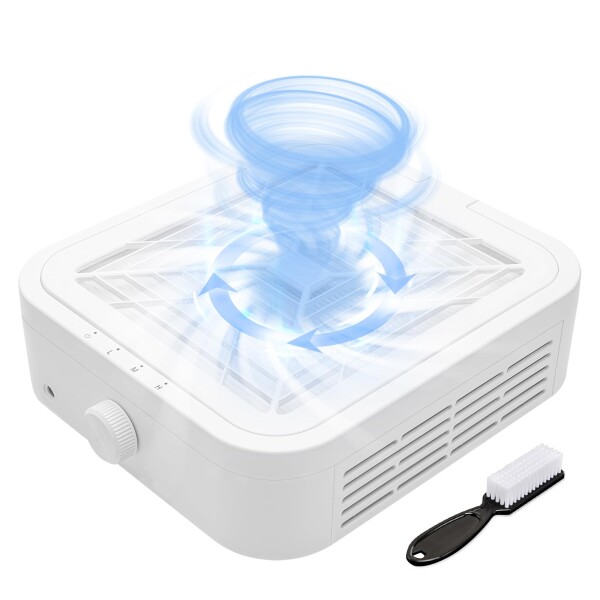 CGBE 集塵機 ネイル 120W ネイルダスト集塵機 ネイル集塵機 ジェルネイル 強力吸引 12000rpm回転数 2枚のフィルターとブラシ付き ダストバッグ不要 清掃簡単 卓上集塵機 (白)