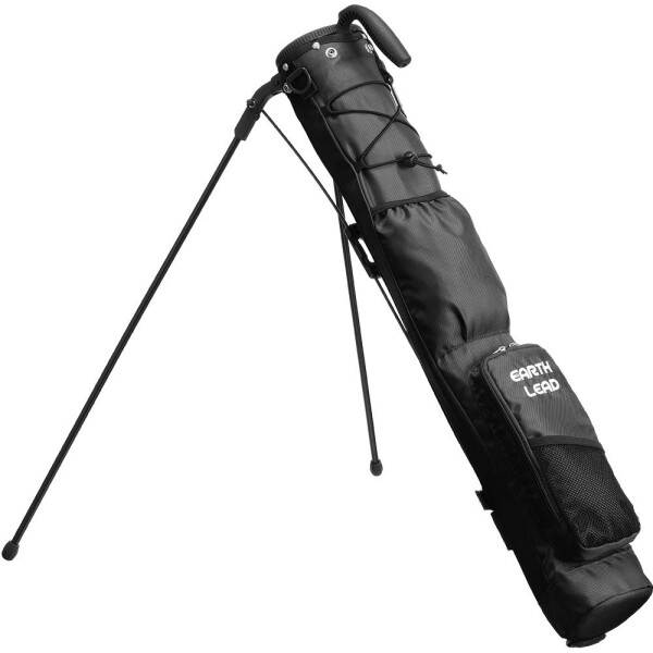 EARTH LEAD セルフスタンド ゴルフ クラブケース  クラブ ケース フード＆大型ポケット付き 超軽量 低重心 安定感 (ブラック)