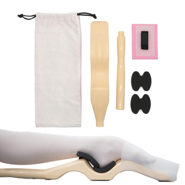 SATOMO バレエ 甲出し フットストレッチャー 柔軟性向上 スティック付き 携帯 便利 収納バッグ付き ストレッチセット (ベージュ)