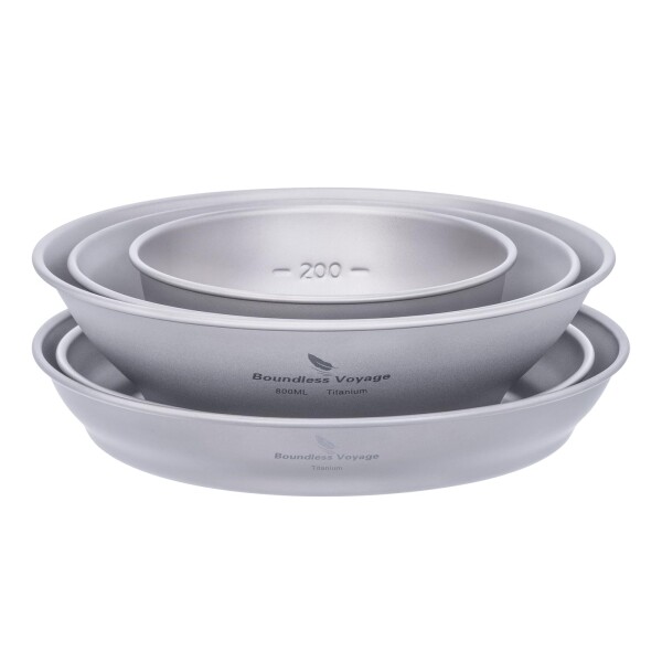 Boundless Voyage チタン ボウル プレート 食器 キャンプ 皿 割れない 錆びない 超軽量 テーブルウェア ソロキャンプ バーベキュー 食器 ワンプレート アウトドア キャンプ用品 400ml/600ml/800ml/1