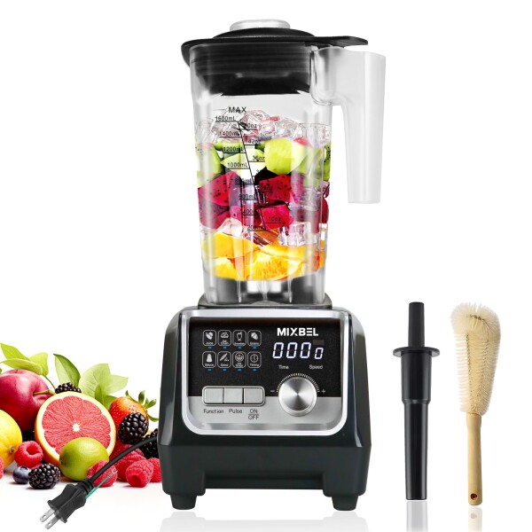 MIXBEL 業務用ミキサー 大容量 2L ブレンダー 業務用 9段階調節 48000RPM高速回転 多機能 洗える ワンボタン洗浄 2200W ミキサー ジューサー 氷粉砕、スムージー、製粉、離乳食対応、洗浄、野
