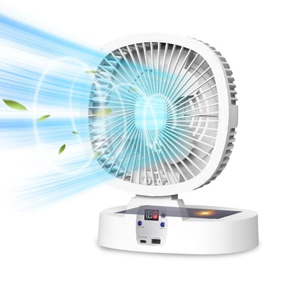 「USB/ソーラー充電式」 MACOLAUDER キャンプ扇風機 折りたたみ式 5000/10000/15000mAh大容量 卓上扇風機 デスク扇風機 アウトドアファン 5つ風量・3つ明るさ 静音 リモコン コンパクト