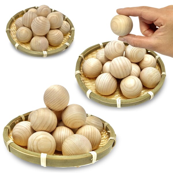 15玉 保管に便利なザル付き 天然 アロマ 入浴 香 檜 湯玉 ヒノキ ヒノキボール 日本製 (3個セット)