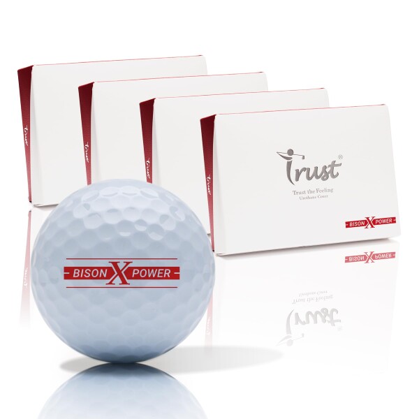 TrustトラストゴルフボールBison X Power 飛ぶ 圧倒的な飛距離 狙ったところに止まる 心地よい手応え ウレタンカバー3ピース ヘッドスピード47m/s以上対応(ツアー系)公認球 4ダース(48個入り)