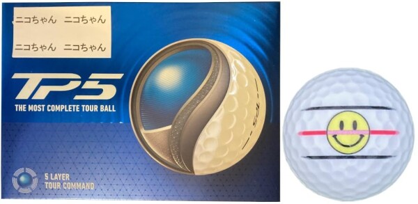 ゴルフボール TP5 TP5X ティーピーファイブ シリーズ 2024年 モデル ライン入り (TP5_白１ダース_ニコちゃん)