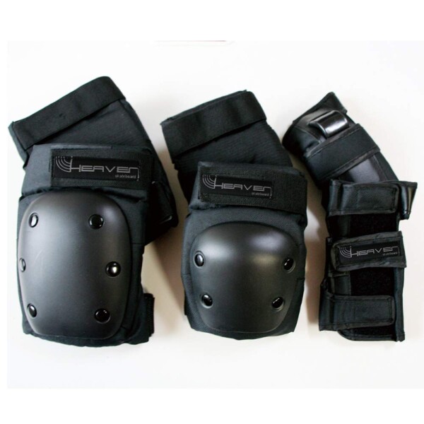 HEAVEN SKATEBOARD ヘブンスケートボード プロテクター3点セット スケートプロテクター ブラック (XLサイズ)