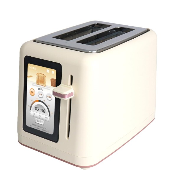 TOASTY タッチパネル式 ポップアップトースター ｜ 簡単操作 ・ 6段階焼き加減設定 ・ 液晶ディスプレイ搭載 ・ 冷凍パン ＆ 再加熱モード 対応 ・ ムラ焼き防止設計 ・ 縦型 省スペース