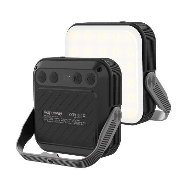 SUPERWAY 20000mAh led ランタンQC 3.0/22.5W 2024新登場 1600ルーメン 四色切替 昼光色 昼白色 電球色 赤色点灯 SOS IP65 防水 防災グッズ アウトドア ライト 電気量輝度数字表示 光色/輝度記憶 三脚接