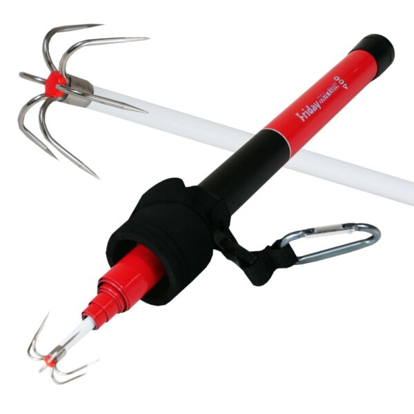 おり釣具 持ち運びに便利なコンパクト設計のイカ専用ギャフ 超小継 フライデー Friday イカギャフ300／400／500 (約4ｍ・レッド)