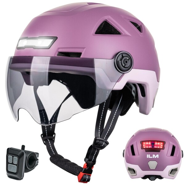 ILM 自転車 ヘルメット 大人 明暗センサーライト付き リモコン操作 CE/CPSC/ASTM/NTA8776安全規格 サイクリングヘルメット 通学通勤 軽量＆通気 高剛性耐衝撃 サイズ調節