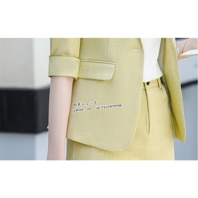 パンツスーツ スーツレディース 2点セット 五分袖ジャケット+ショート