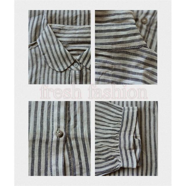 ブラウス レディース 40代 秋 春 夏 綿麻 ブラウス 長袖チェック柄ブ