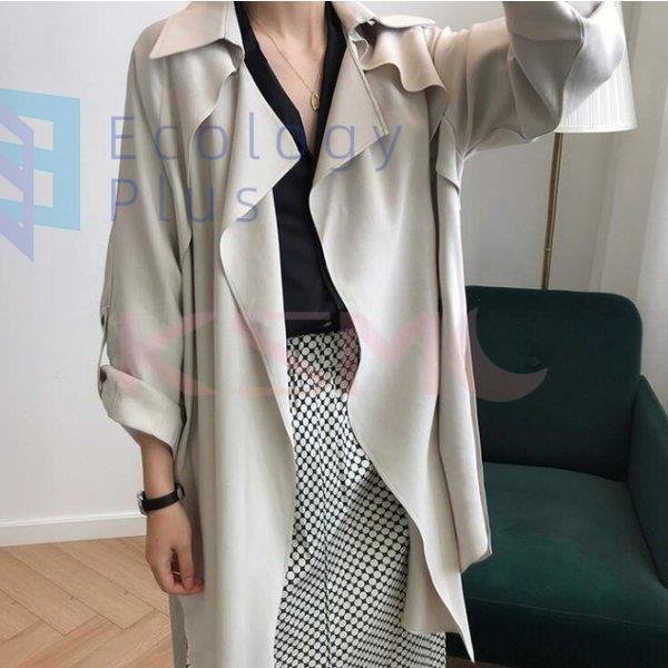 トレンチコート レディース スプリングコート とろみ感 ミディア丈 春コート ロングコート きれいめ おしゃれ アウター 春物 春服 大きいサイズ 30代 40代 50代