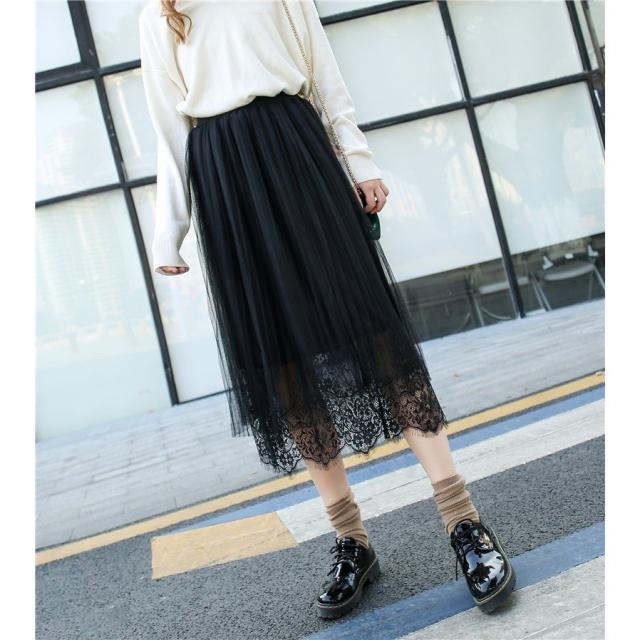 スカート ひざ丈 夏 フレア 春夏 レディース レース チュールスカート 黒 ミモレ丈 かわいい おしゃれ シンプル 無地 プリーツスカート 細プリーツ シフォン