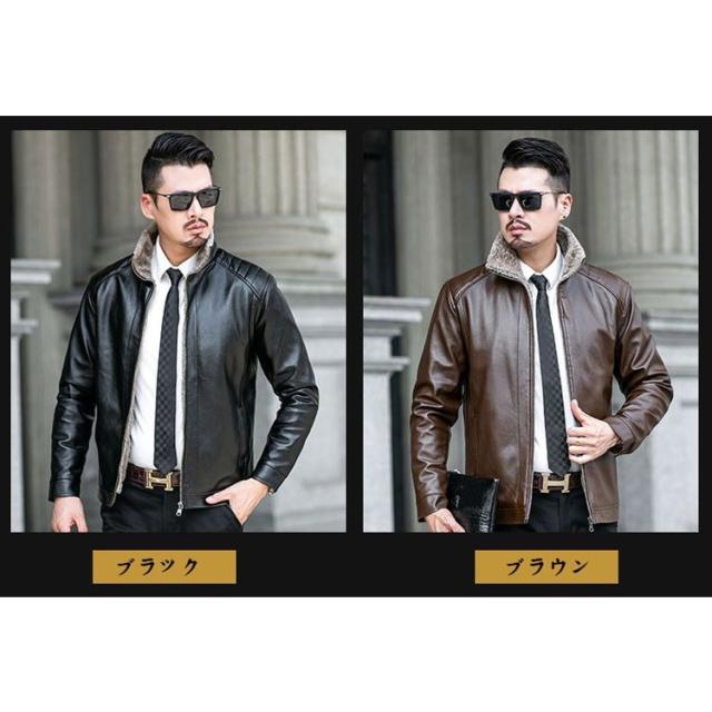 PU革ジャケット メンズ ライダースジャケット真冬仕様 裏地ボア メンズ