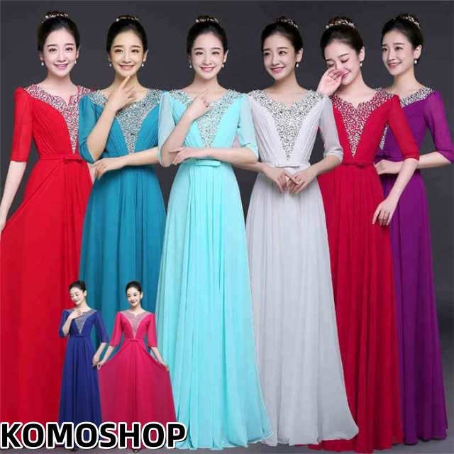 イブニングドレス カラオケドレス パーティードレス ワンピース スパンコール衣装 ミセス 披露宴 舞台衣装 大きいサイズ 半袖