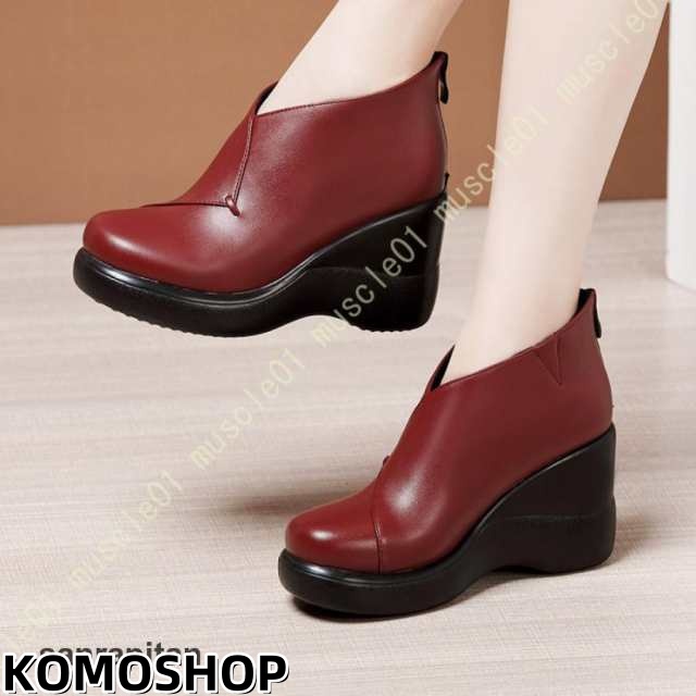 レディース ショートブーツ ハイヒール 身長アップ 厚底ブーツ アンクルブーツ プラットフォーム ブーツ 厚底靴 バックジッパー 歩きやすい 疲れにくい