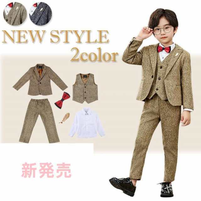 6点セットおしゃれ 子供スーツ 男子 卒業式 小学校タキシード キッズ 結婚式 発表会 卒園式 七五三 ジュニア 子供服 120 130 150